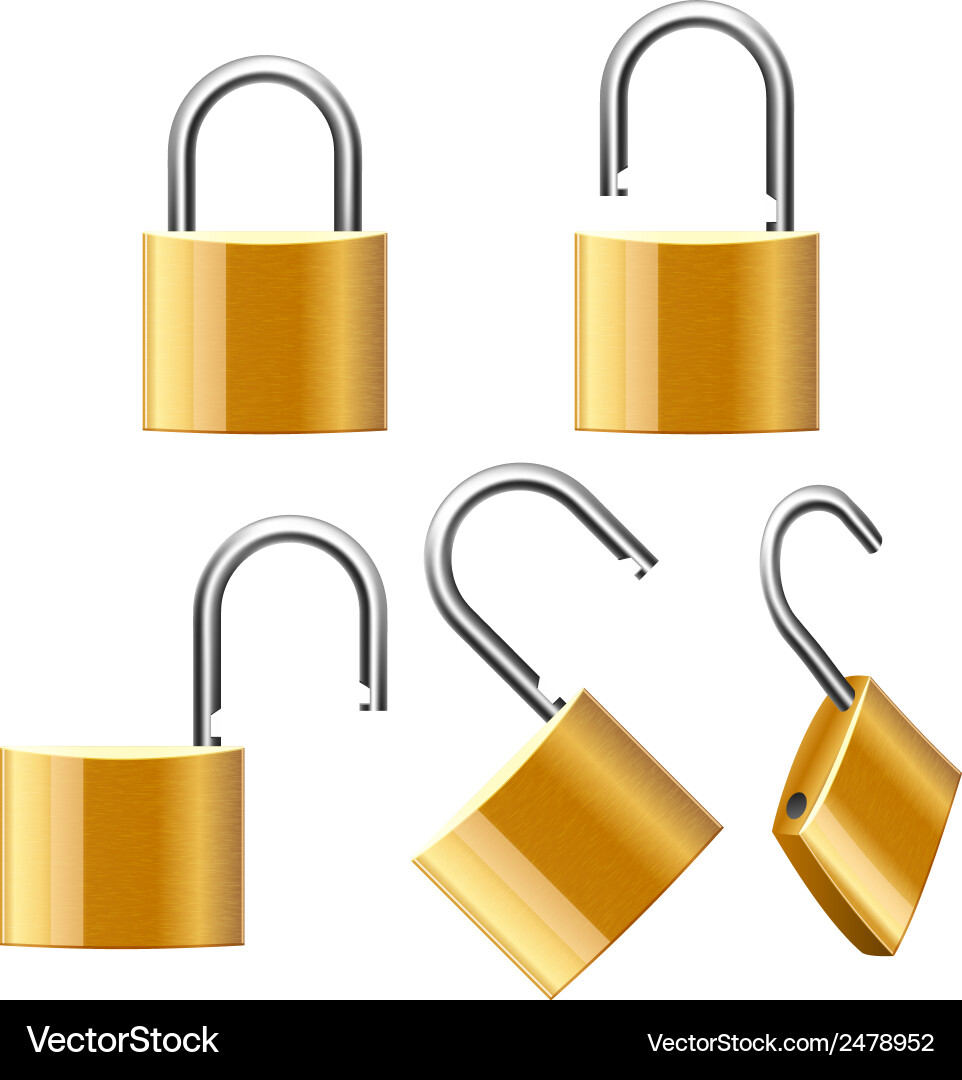 Set of padlocks open and closed Royalty Free Vector Image