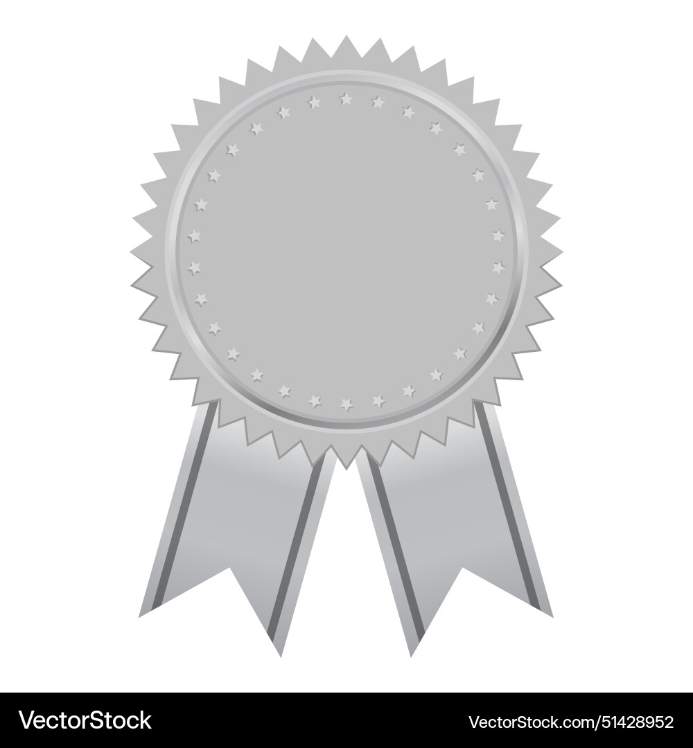 Silver medal with ribbon isolated on white Vector Image