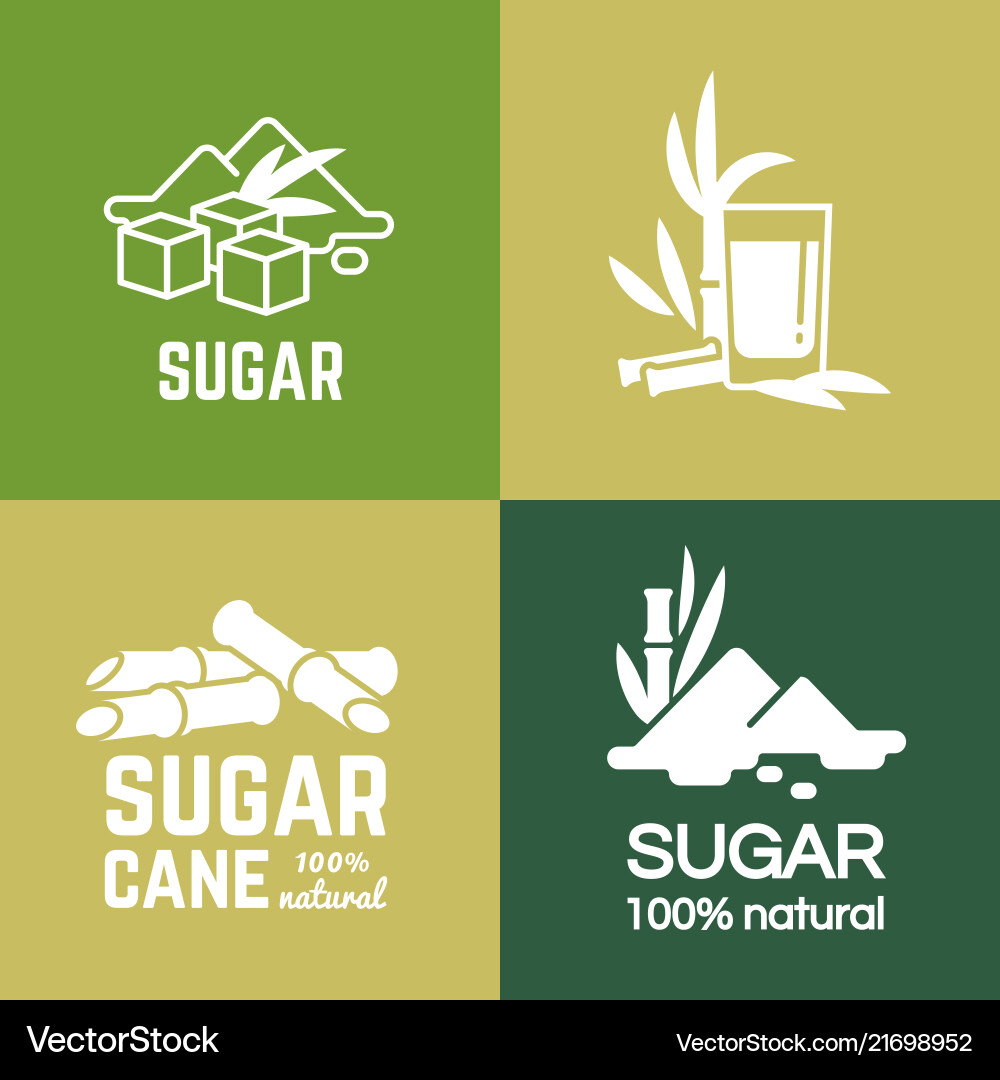White sugar labels logo design cane Royalty Free Vector