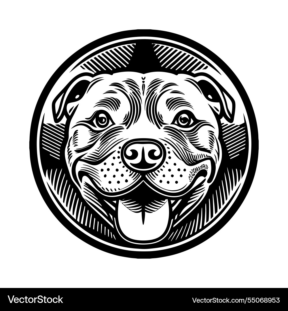 Amstaff face silhouette images Royalty Free Vector Image