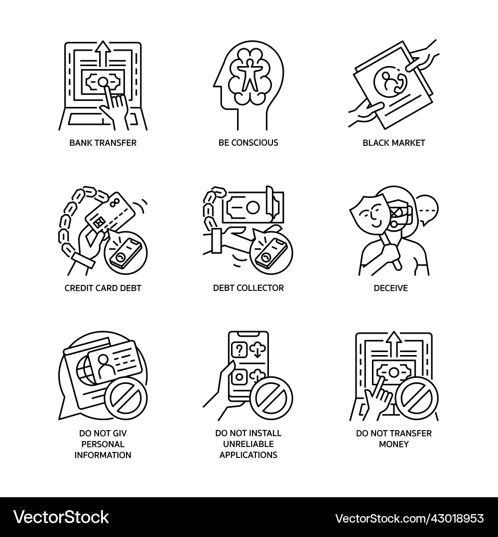 Call center scam icon set Royalty Free Vector Image
