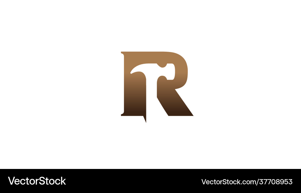 Creative r alphabet letter hammer logo Royalty Free Vector