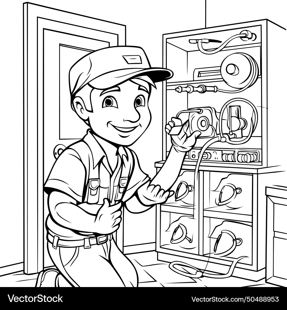 Electrician at work coloring book for adults Vector Image