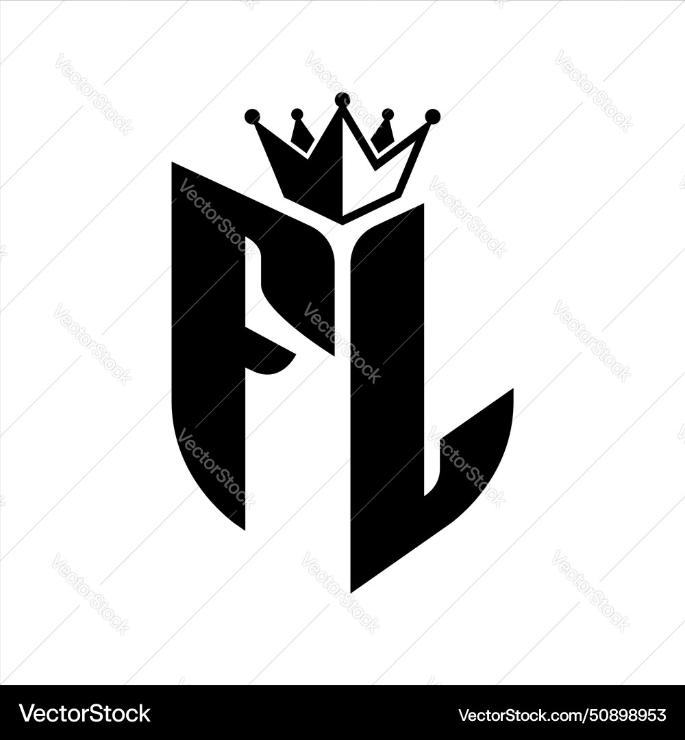 Fl letter monogram with shield shape crown Vector Image