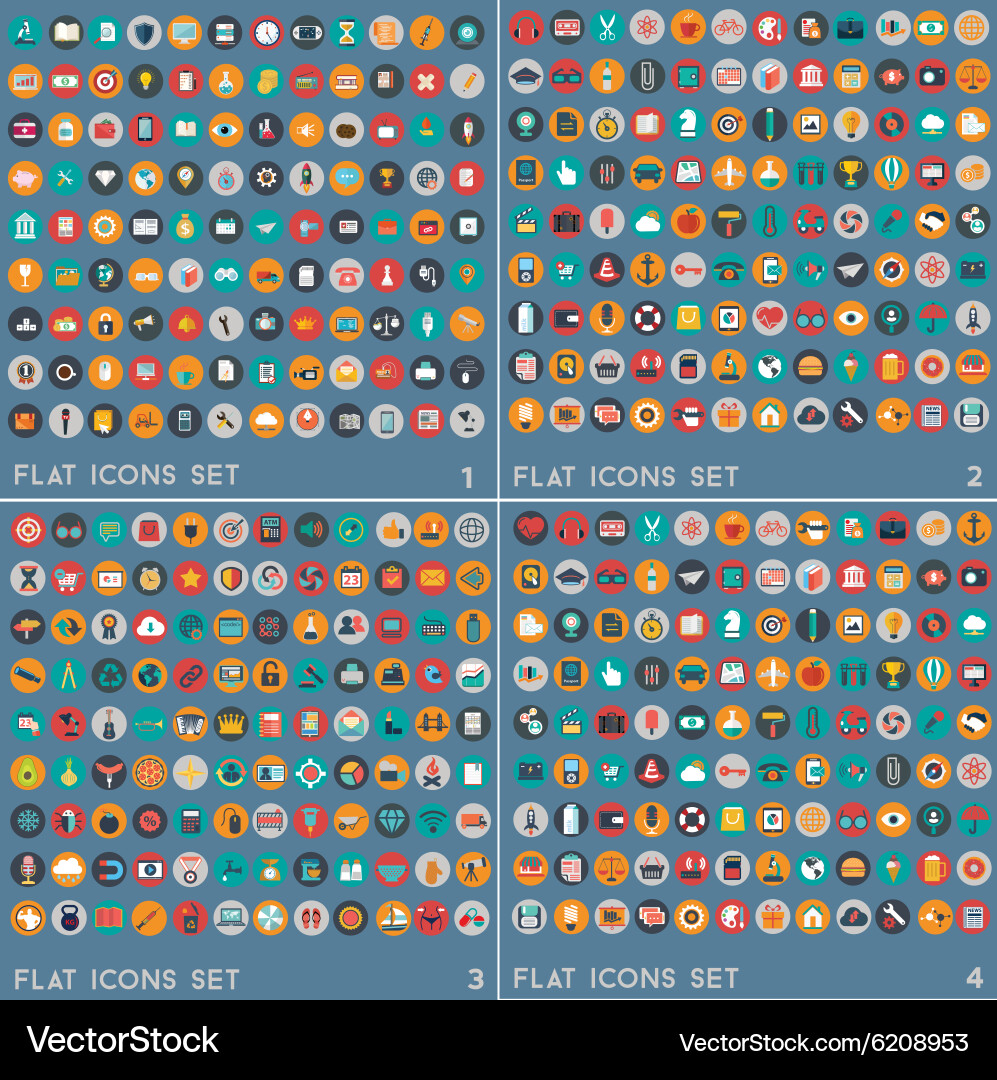 Flat icons design modern big set of various Vector Image