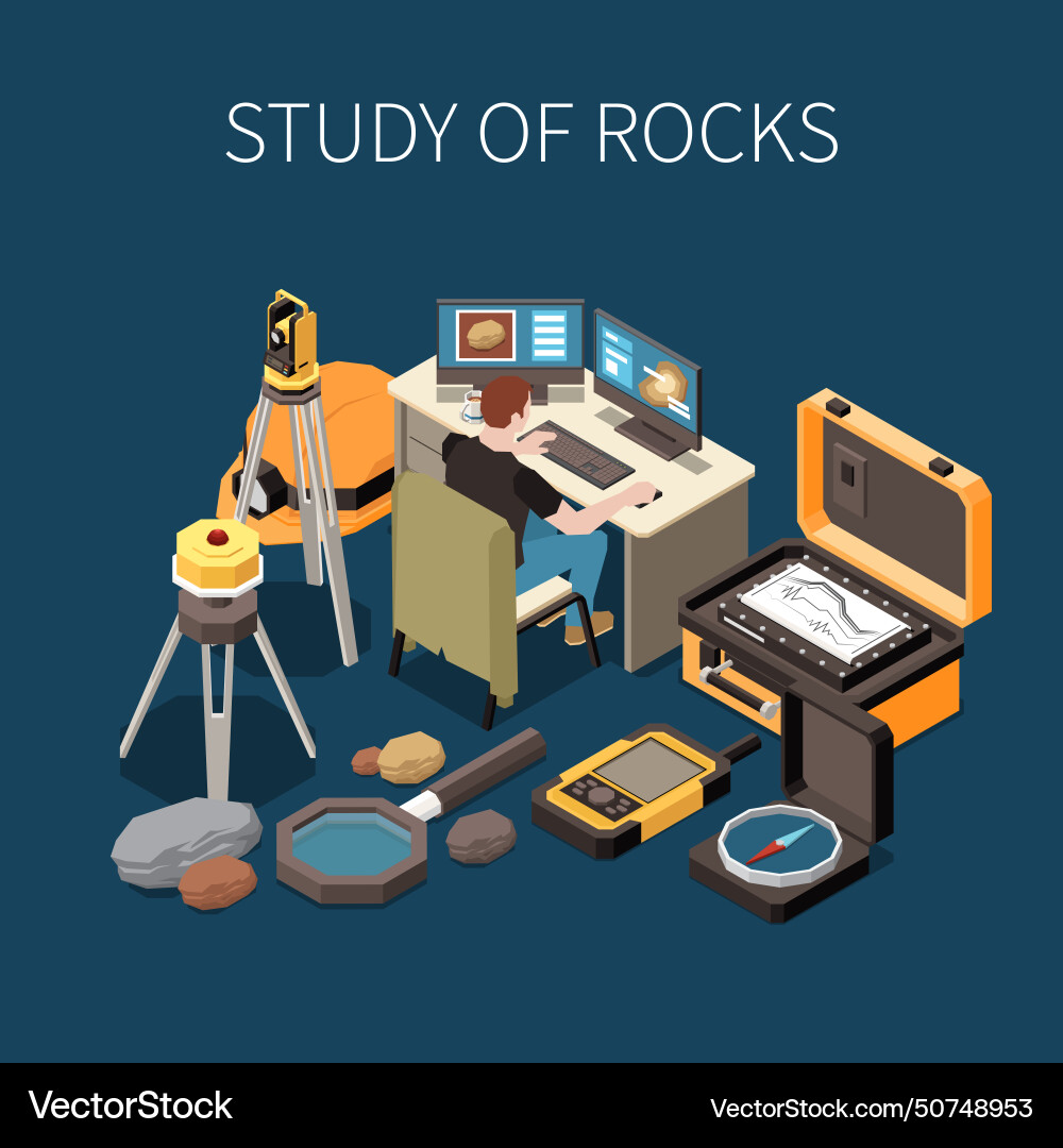Geology earth exploration colored isometric Vector Image