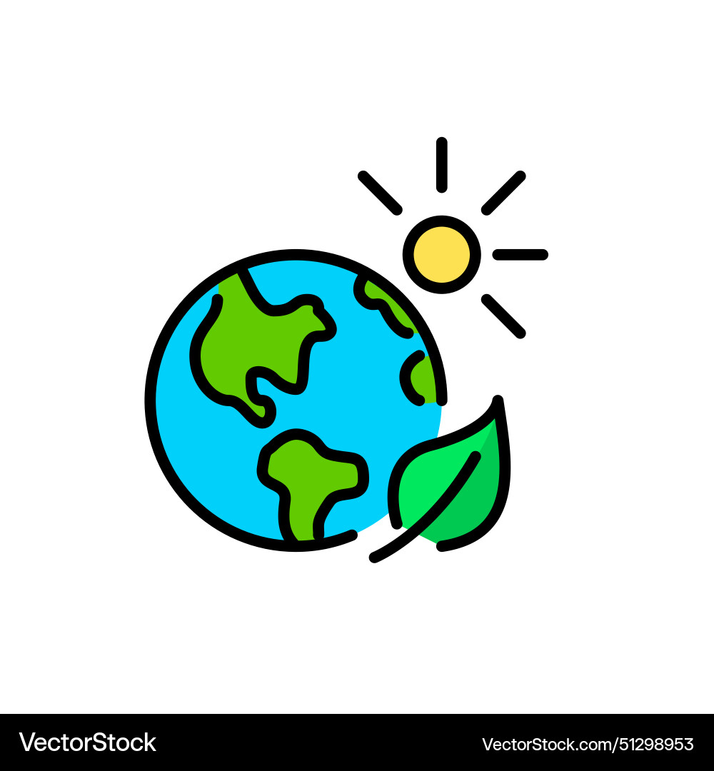 Global sustainability earth green leaf and sun Vector Image
