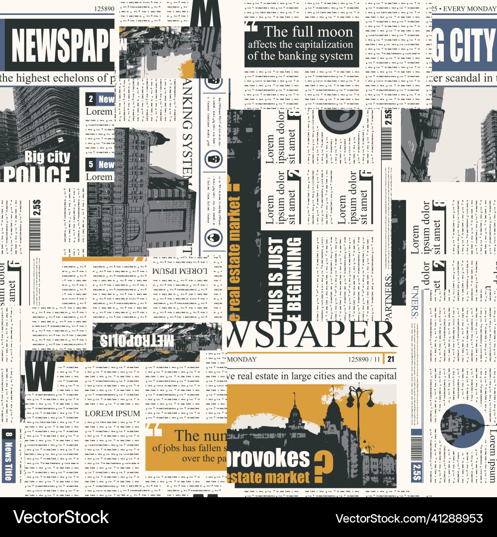 Newspaper Collage Pattern Royalty Free Vector Image