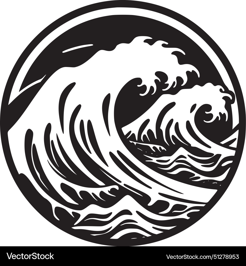 Sea - black and white Royalty Free Vector Image