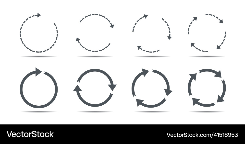Set of grey circle arrows icons Royalty Free Vector Image