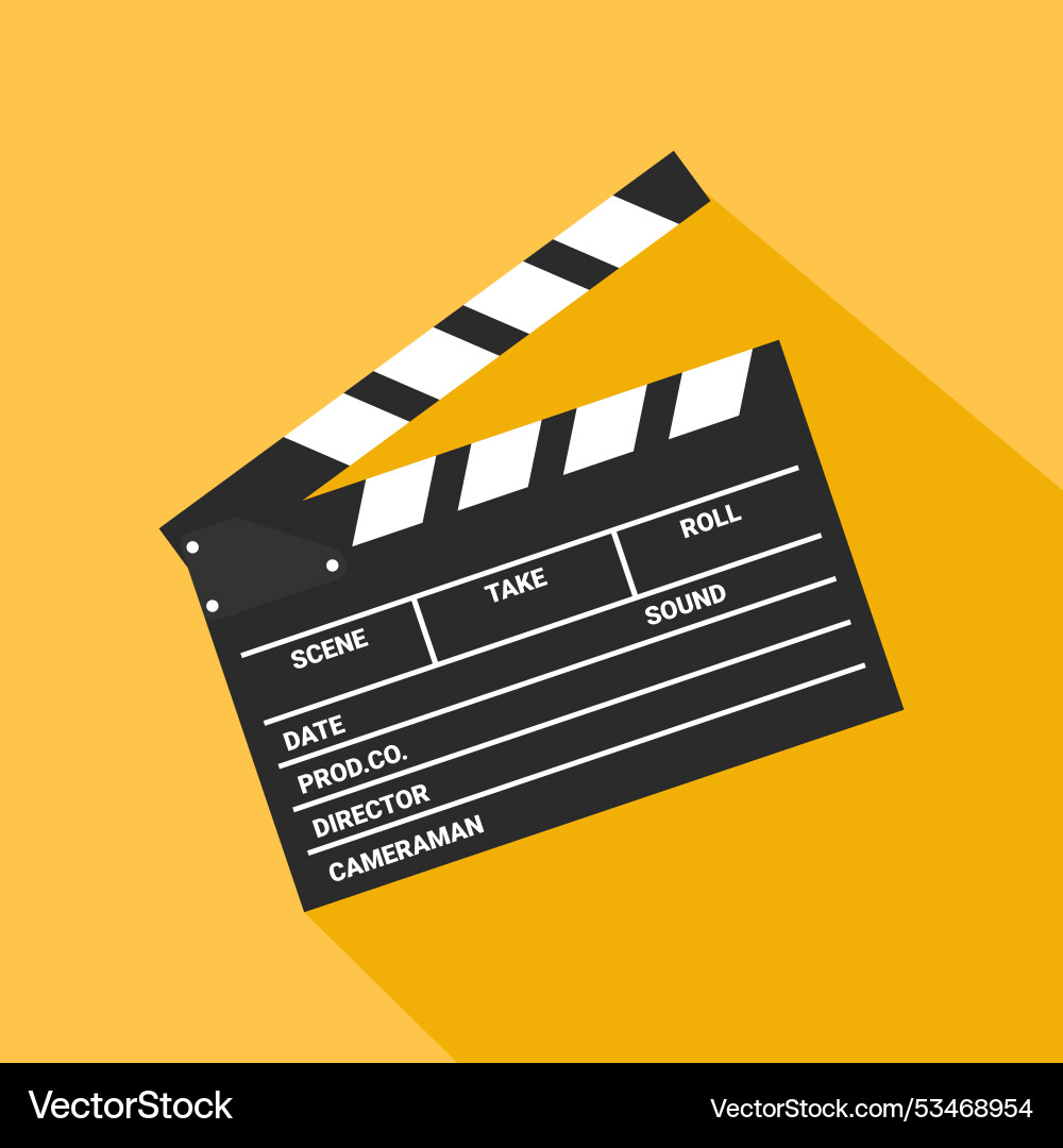 Clapper board film slate icon on yellow Royalty Free Vector