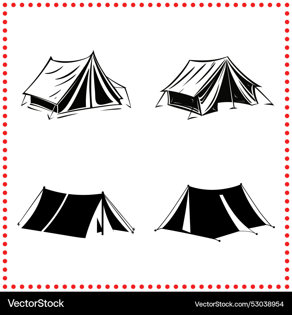 Detailed camping tent collection ideal Royalty Free Vector
