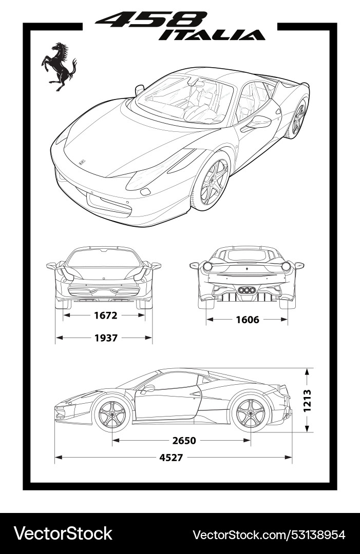 Ferrari 458 italia Royalty Free Vector Image - VectorStock