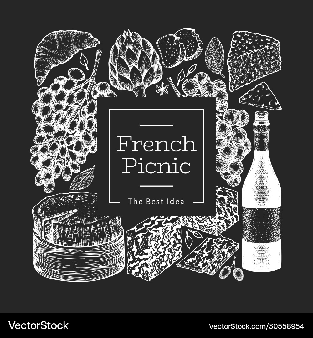 French food design template hand drawn picnic Vector Image