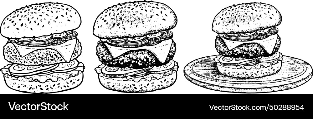 Hand drawn sketchy of burger Royalty Free Vector Image