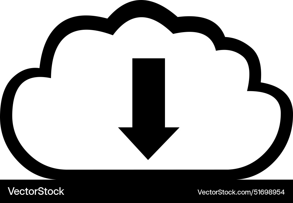 Icon cloud downloading file black and white Vector Image