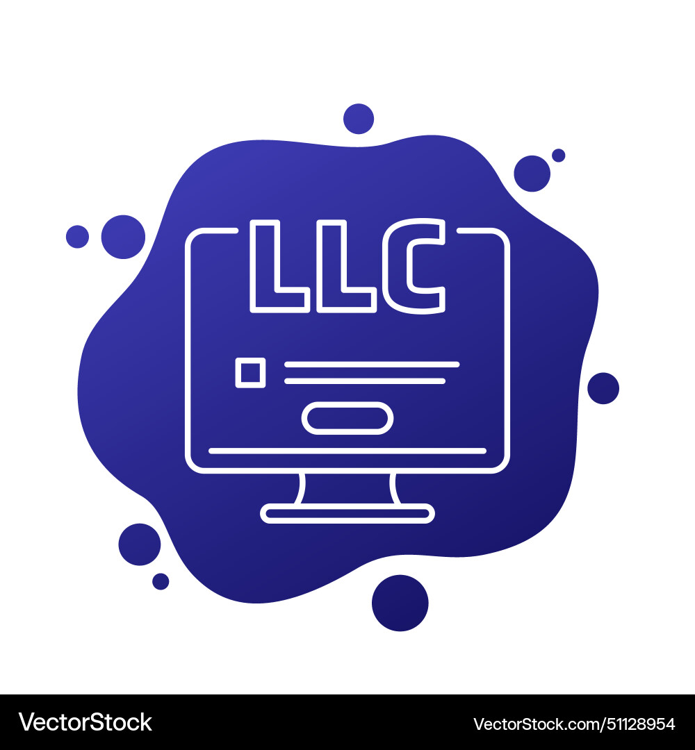 Llc online registration line icon Royalty Free Vector Image
