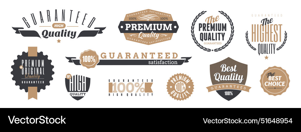 Set of premium quality labels and emblems Vector Image