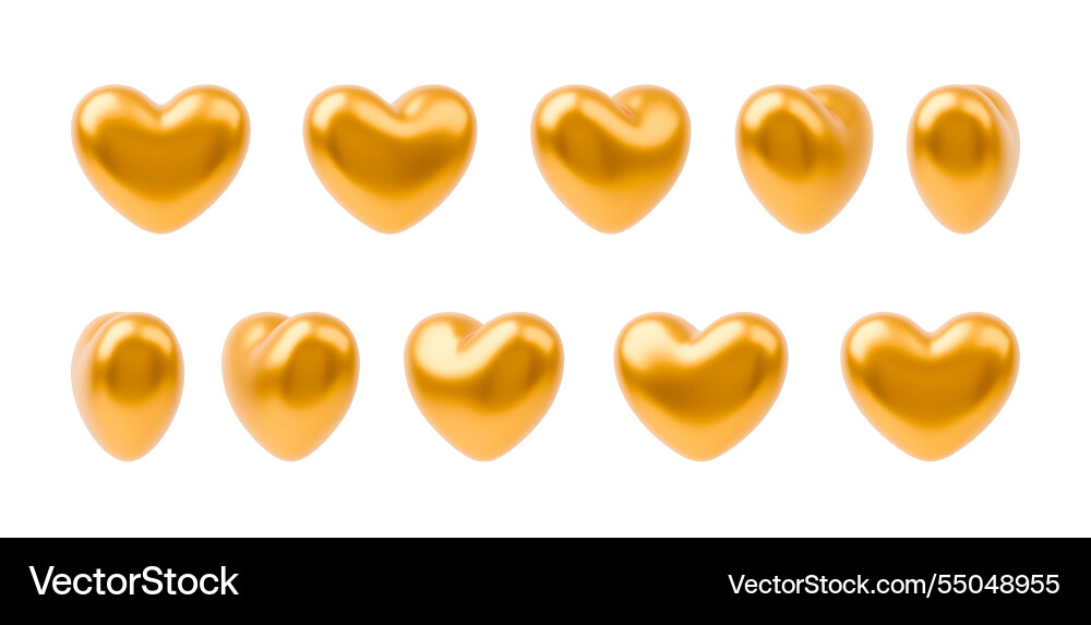 3d gold heart rotation Royalty Free Vector Image