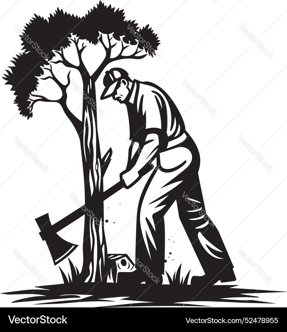 Axe master symbol woodland conqueror badge Vector Image