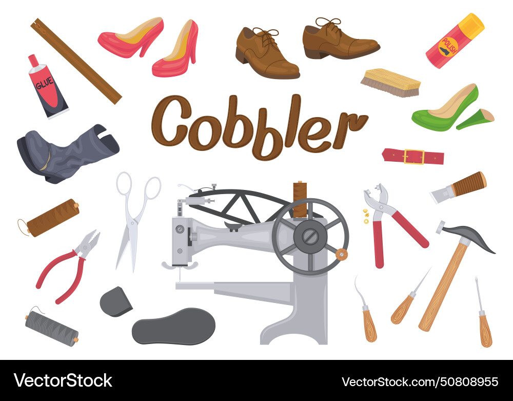 Cobbler flat icons background Royalty Free Vector Image