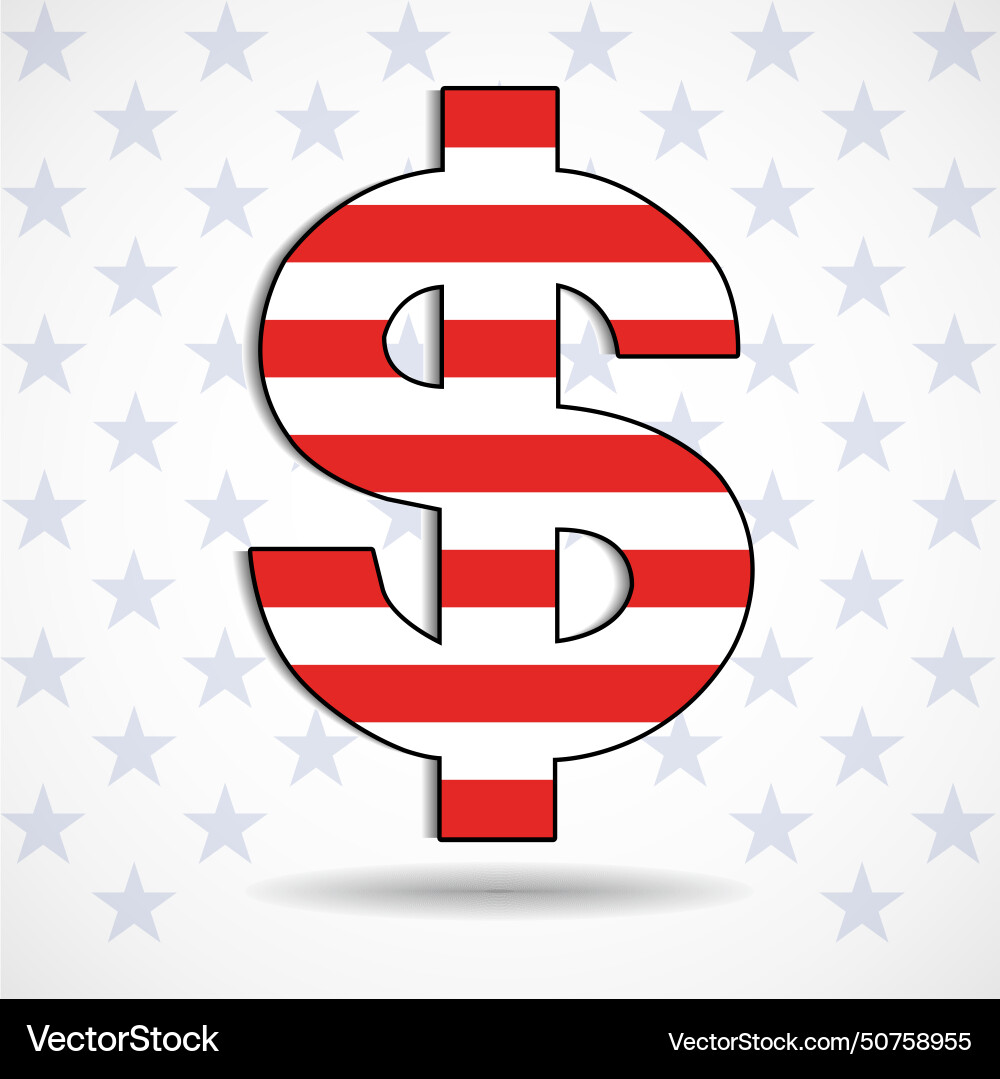 Dollar sign in style american flag Royalty Free Vector Image