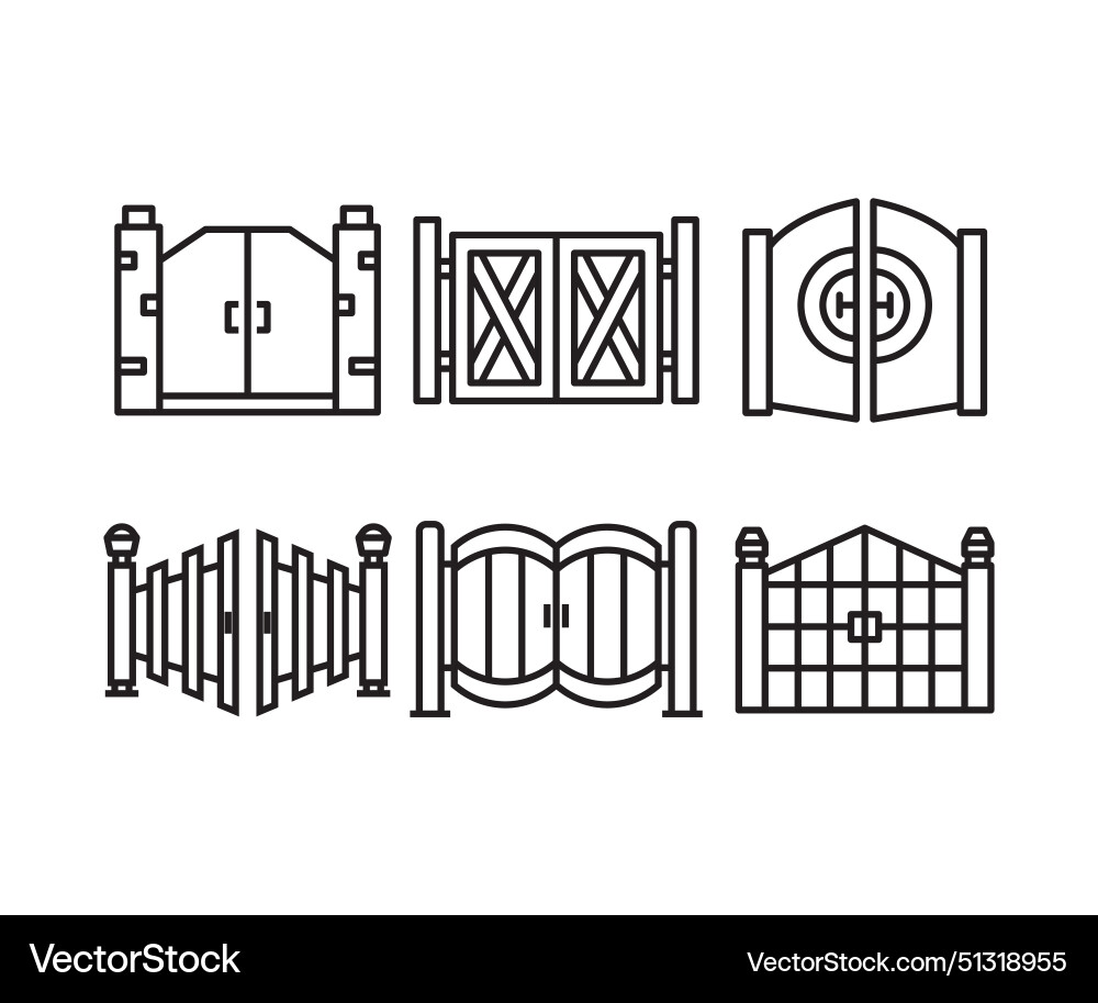 Gate and fence icons Royalty Free Vector Image