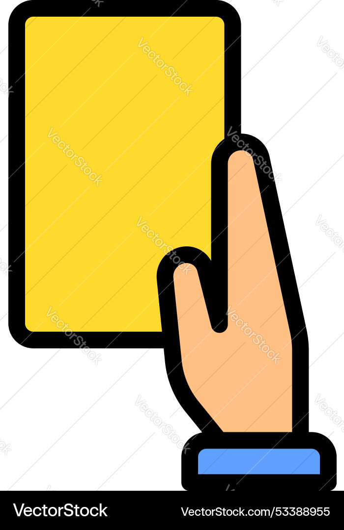 Icon flat referee hand hold yellow card soccer Vector Image