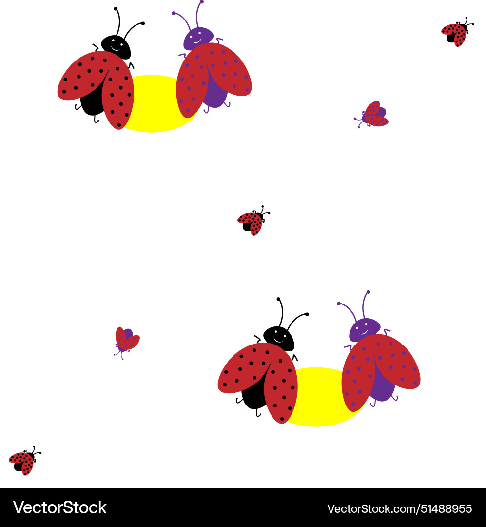 Ladybugs and daisies summer background seamless Vector Image