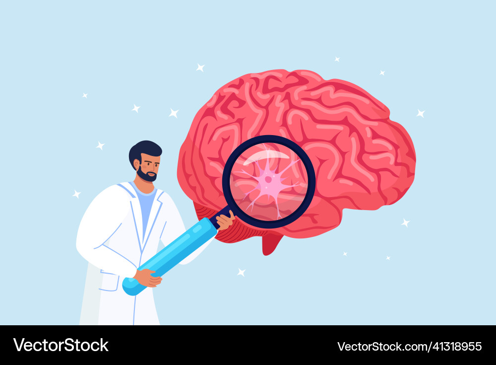 Scientist or doctor holding magnifying glass Vector Image