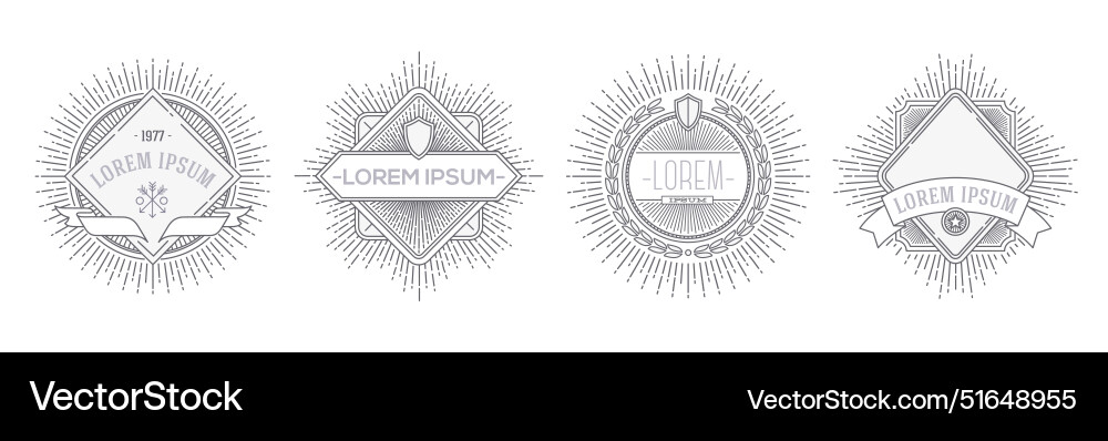 Set of outline heraldic emblems and labels Vector Image