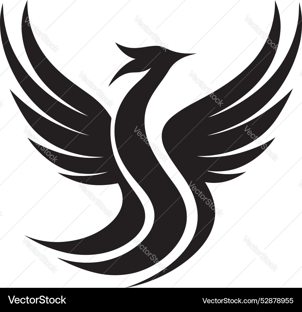Shadowed phoenix emblem obsidian firebird Vector Image