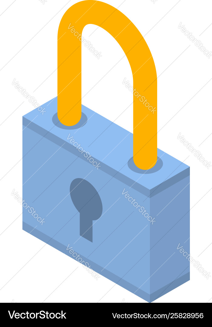 Blue lock icon isometric style Royalty Free Vector Image