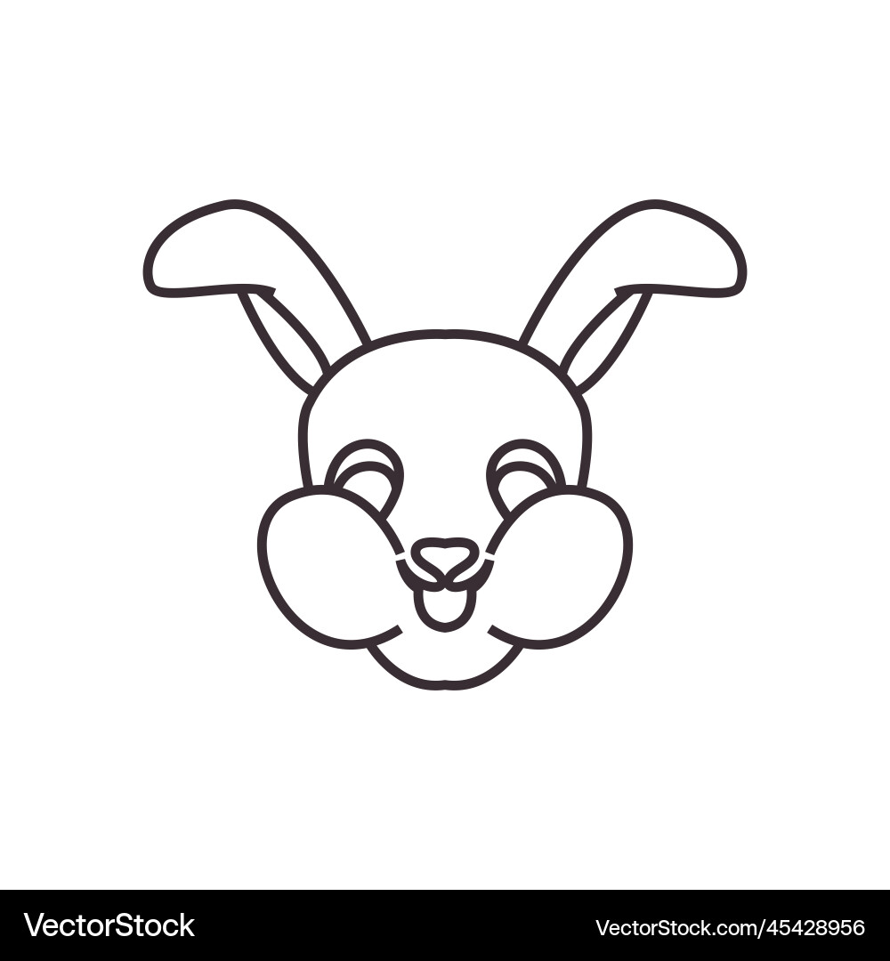 Cute rabbit line icon logo Royalty Free Vector Image