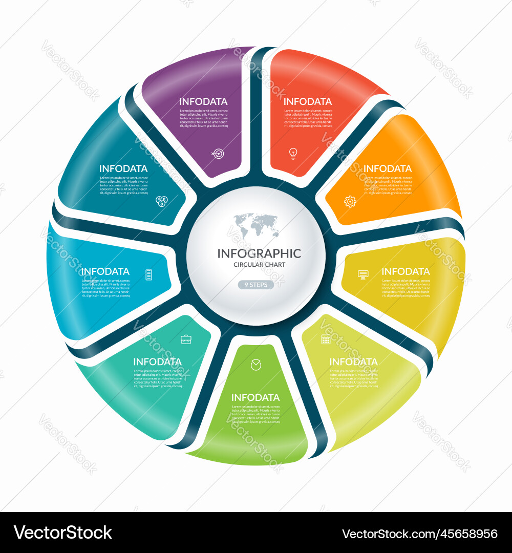 Infographic circle with 9 steps cycle diagram Vector Image