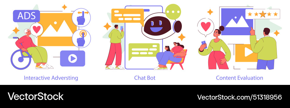 Interactive engagement flat Royalty Free Vector Image