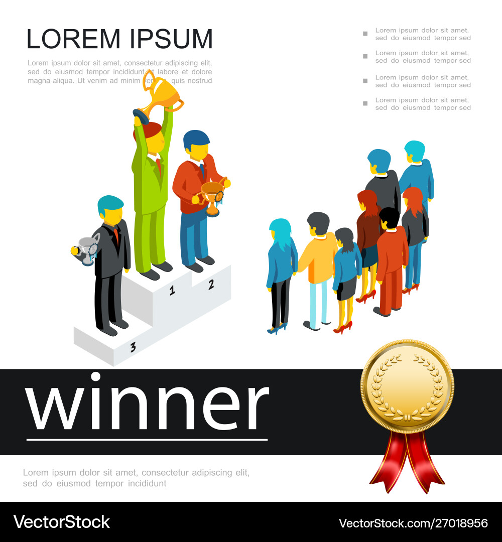 Isometric success colorful template Royalty Free Vector