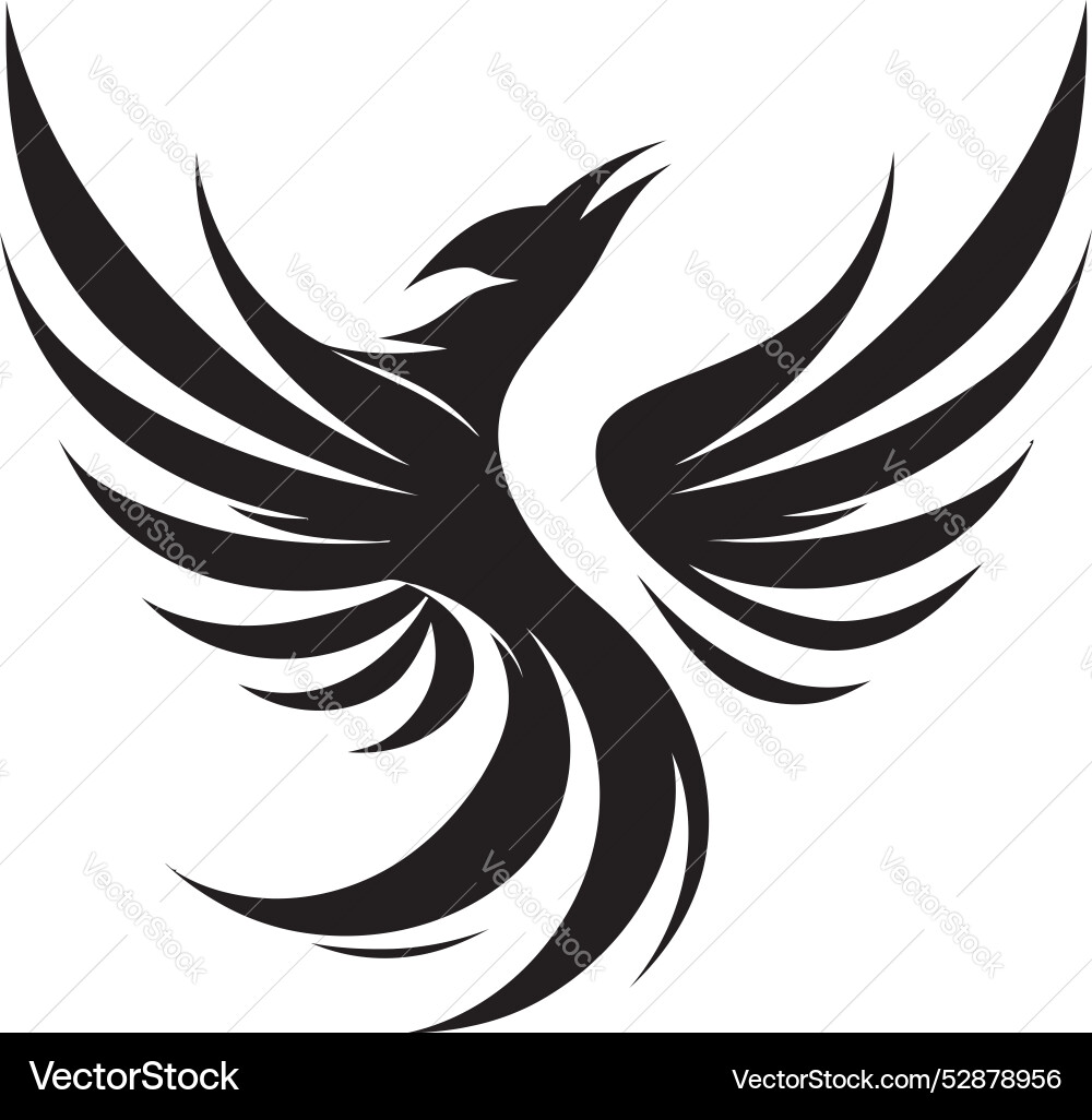 Obsidian firebird midnight mythical bird logo Vector Image