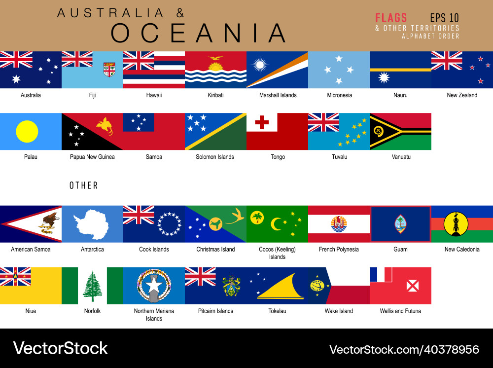 Oceania National Flags Royalty Free Vector Image