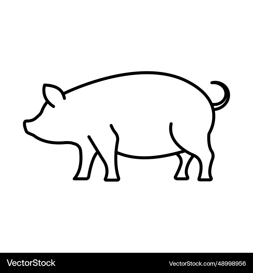 Pig linear icon simplified image Royalty Free Vector Image
