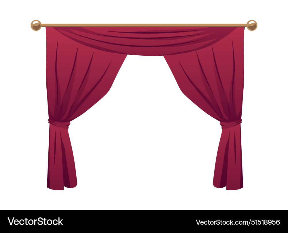 Red curtains and draperies on the cornice Vector Image