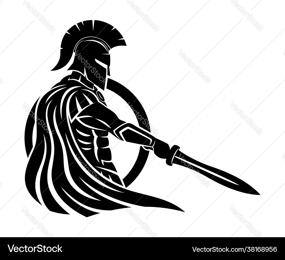 Spartan with sword and shield Royalty Free Vector Image