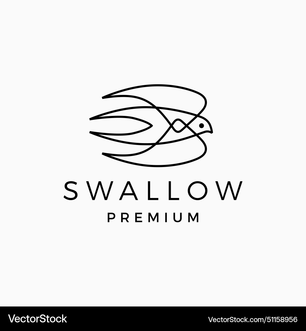 Swallow bird outline line lineart monoline logo Vector Image
