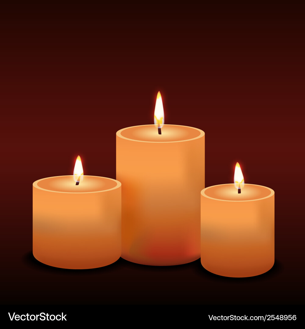 Three candles Royalty Free Vector Image - VectorStock