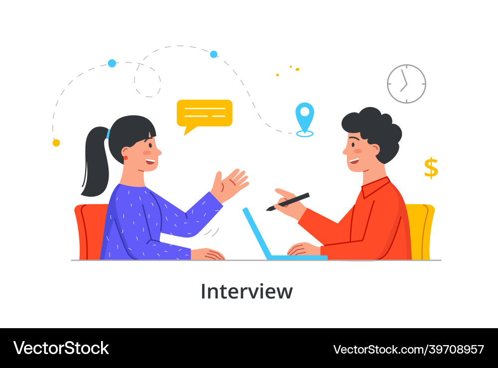 Girl came for interview Royalty Free Vector Image
