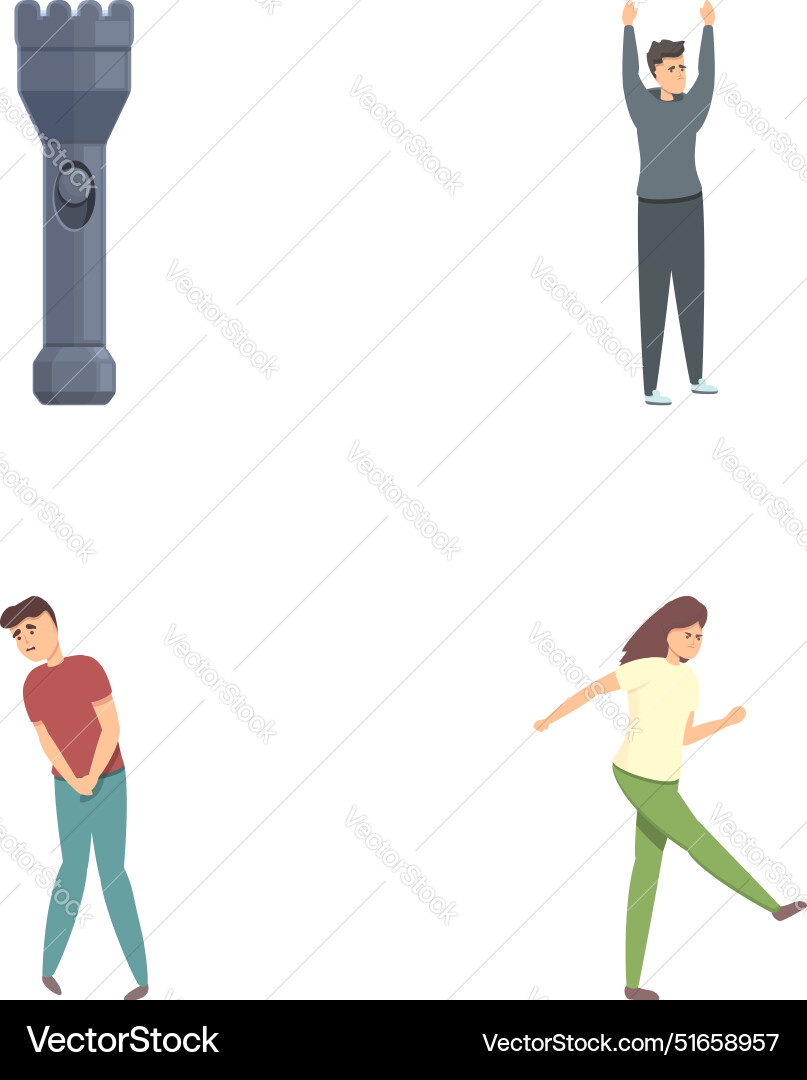 Repelling attack icons set cartoon Royalty Free Vector Image