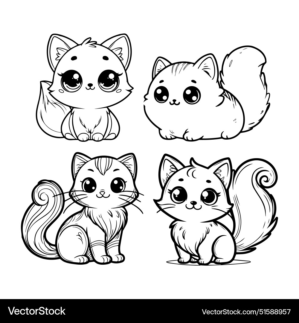 Set of cute cat hand drawn Royalty Free Vector Image