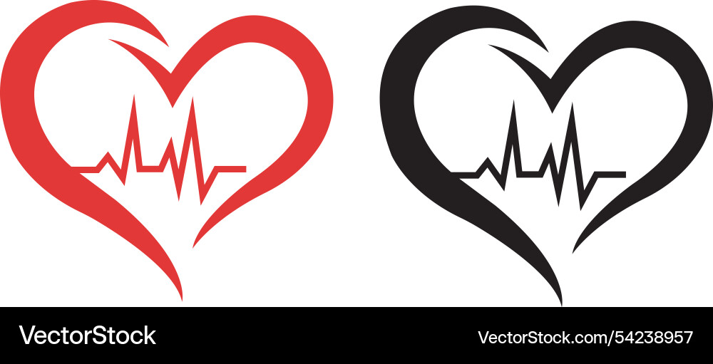 Stylized heartbeat graphic design love hart logo Vector Image