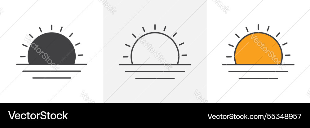 Sunrise icons pack for website designs Royalty Free Vector
