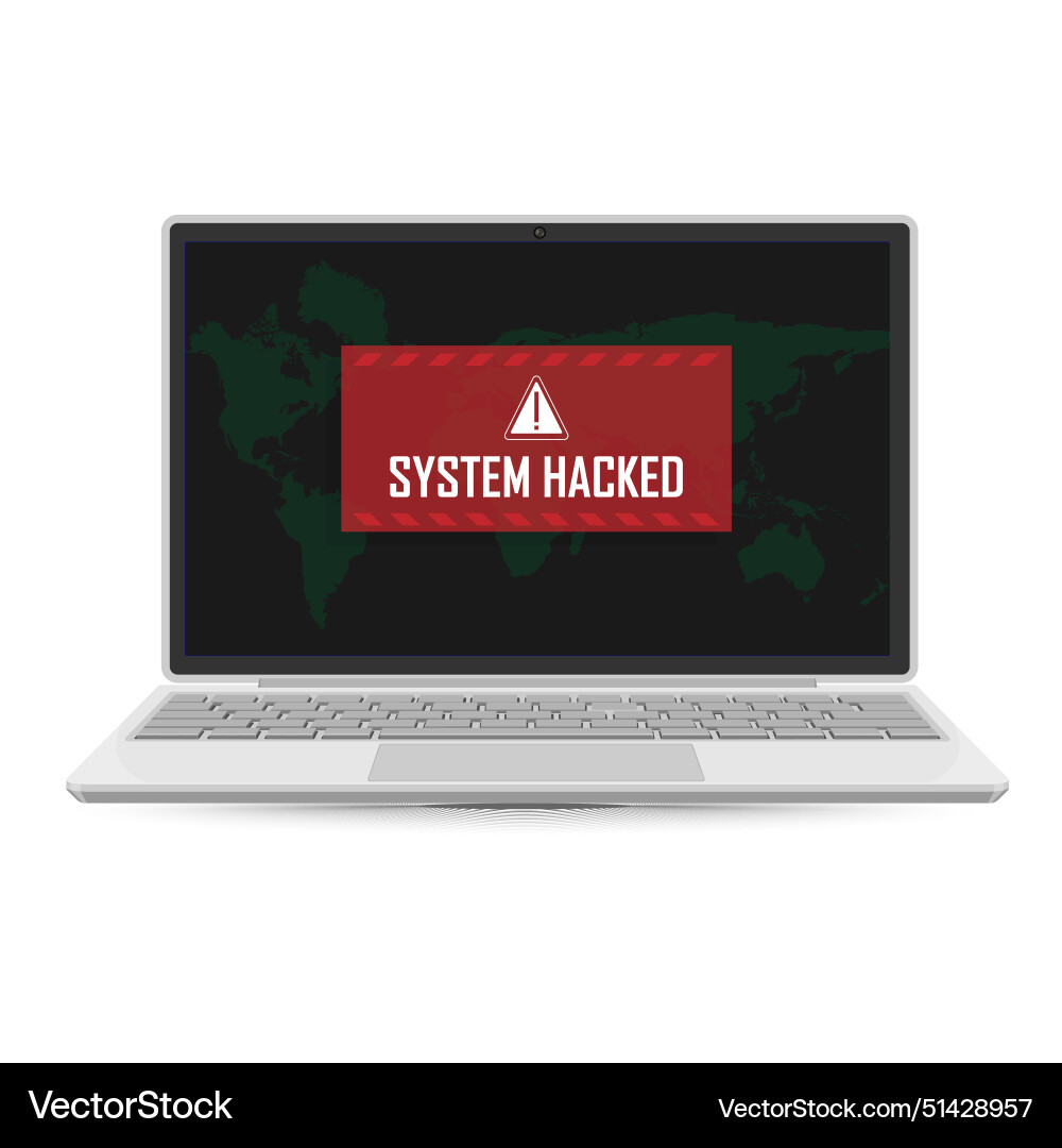 System error warning on laptop hacked Royalty Free Vector